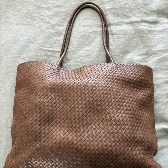 Quince | Bags | Quince Brown Woven Tote Bag | Poshmark